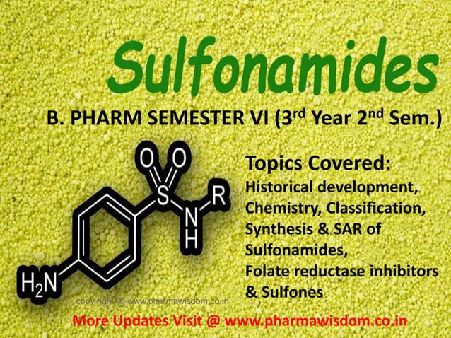 Sulphonamides (Sulfonamides) and Sulfones || B.Pharm VI Semester ...
