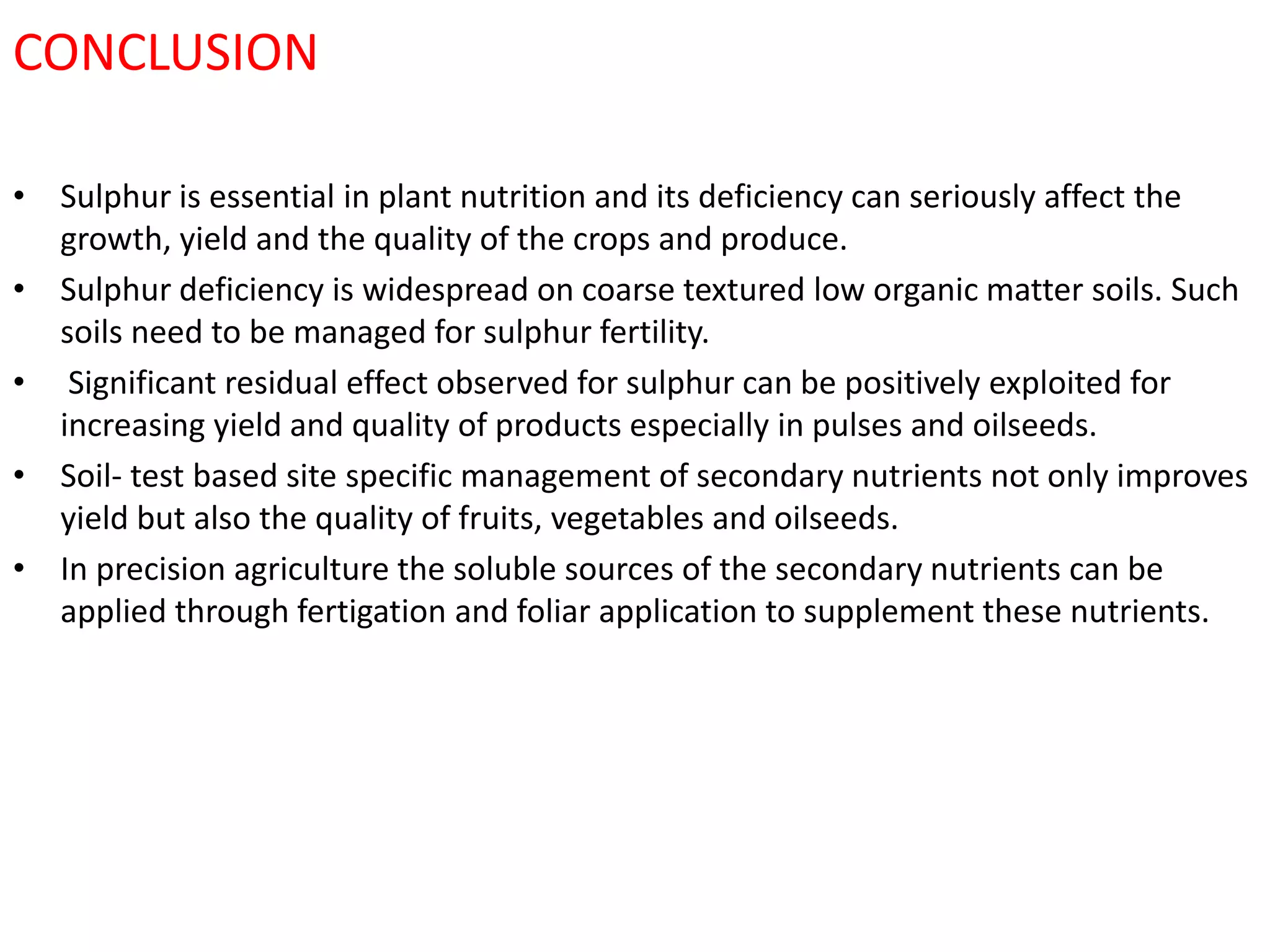 Sulphur-Source, forms, fertilizers, their behaviour in soils, factors ...