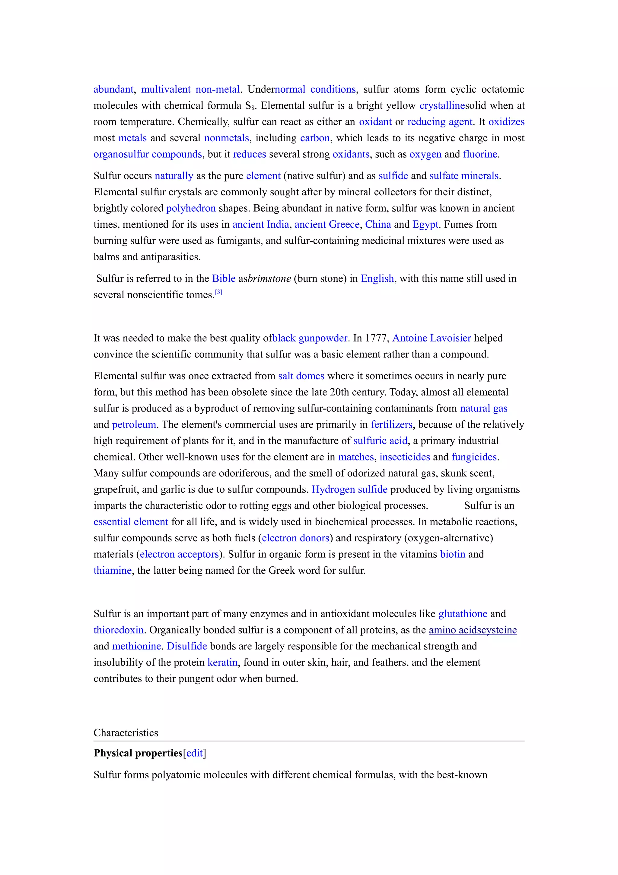 Sulphur containing anions | DOC
