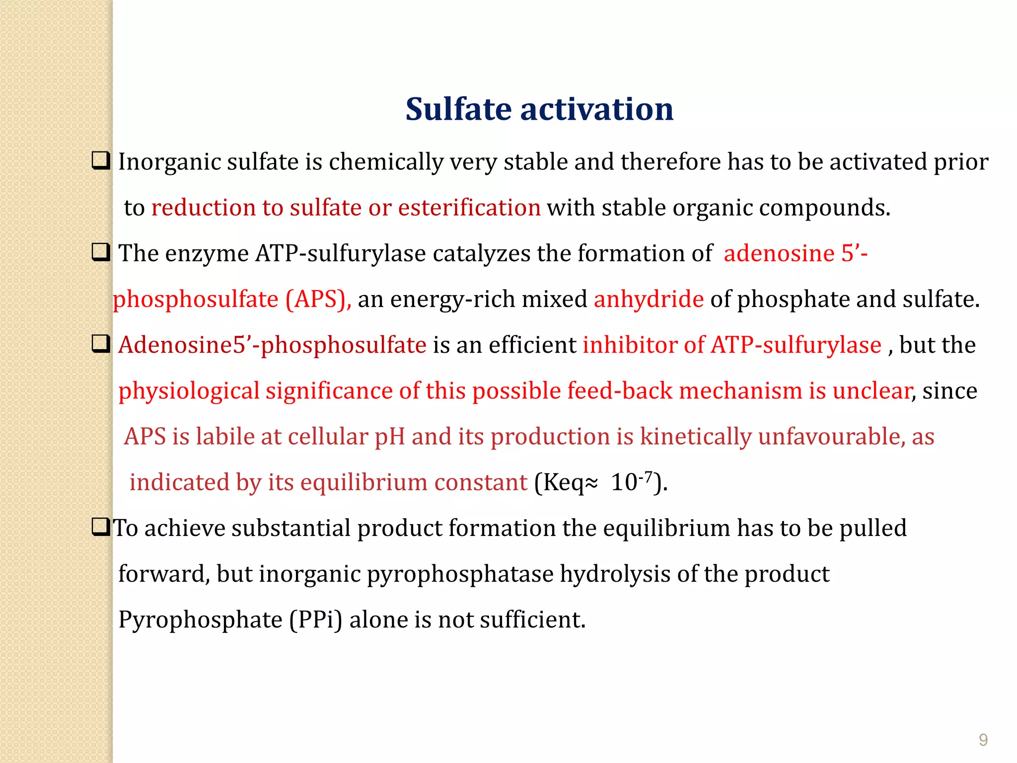 Sulphur metabolism | PPTX