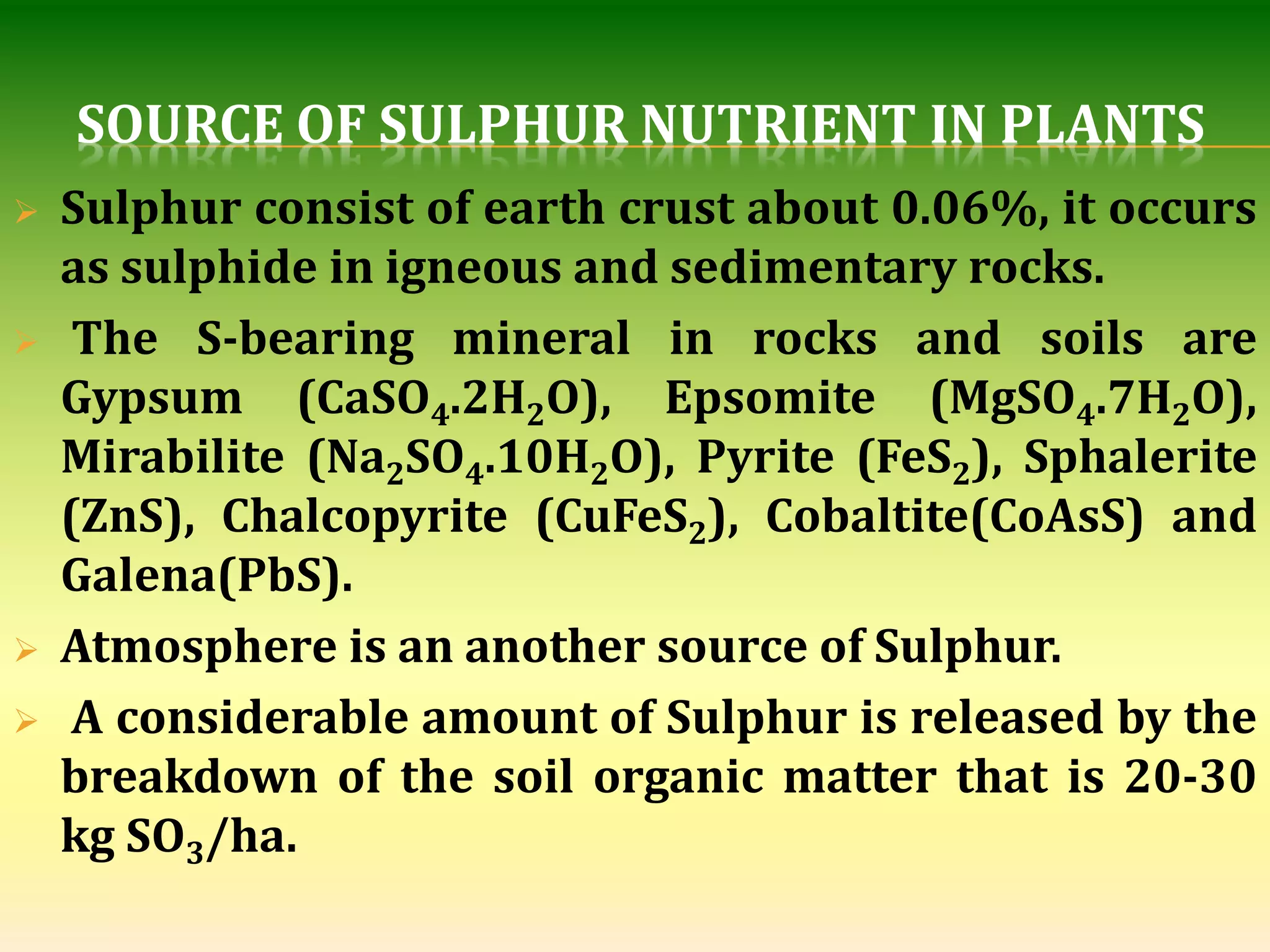 Sulphur nutrition in plants | PPTX