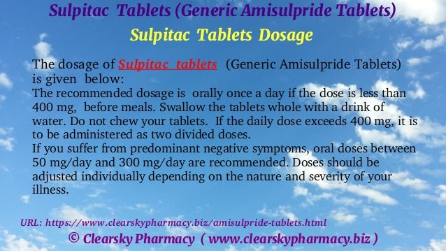 Sulpitac Tablets (Generic Amisulpride Tablets) | PDF