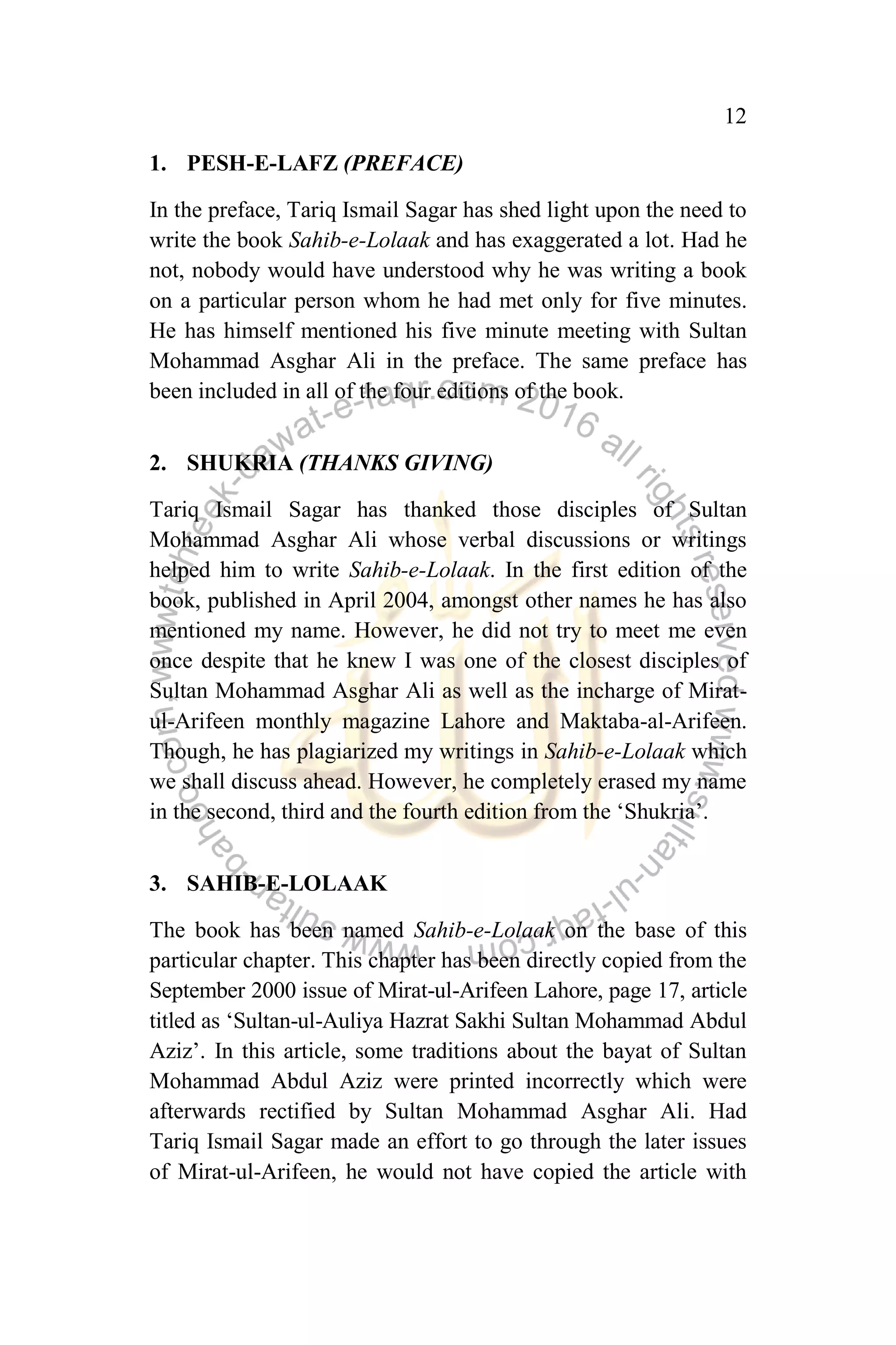 Sultan Mohammad Asghar Ali - Life & Teachings | PDF