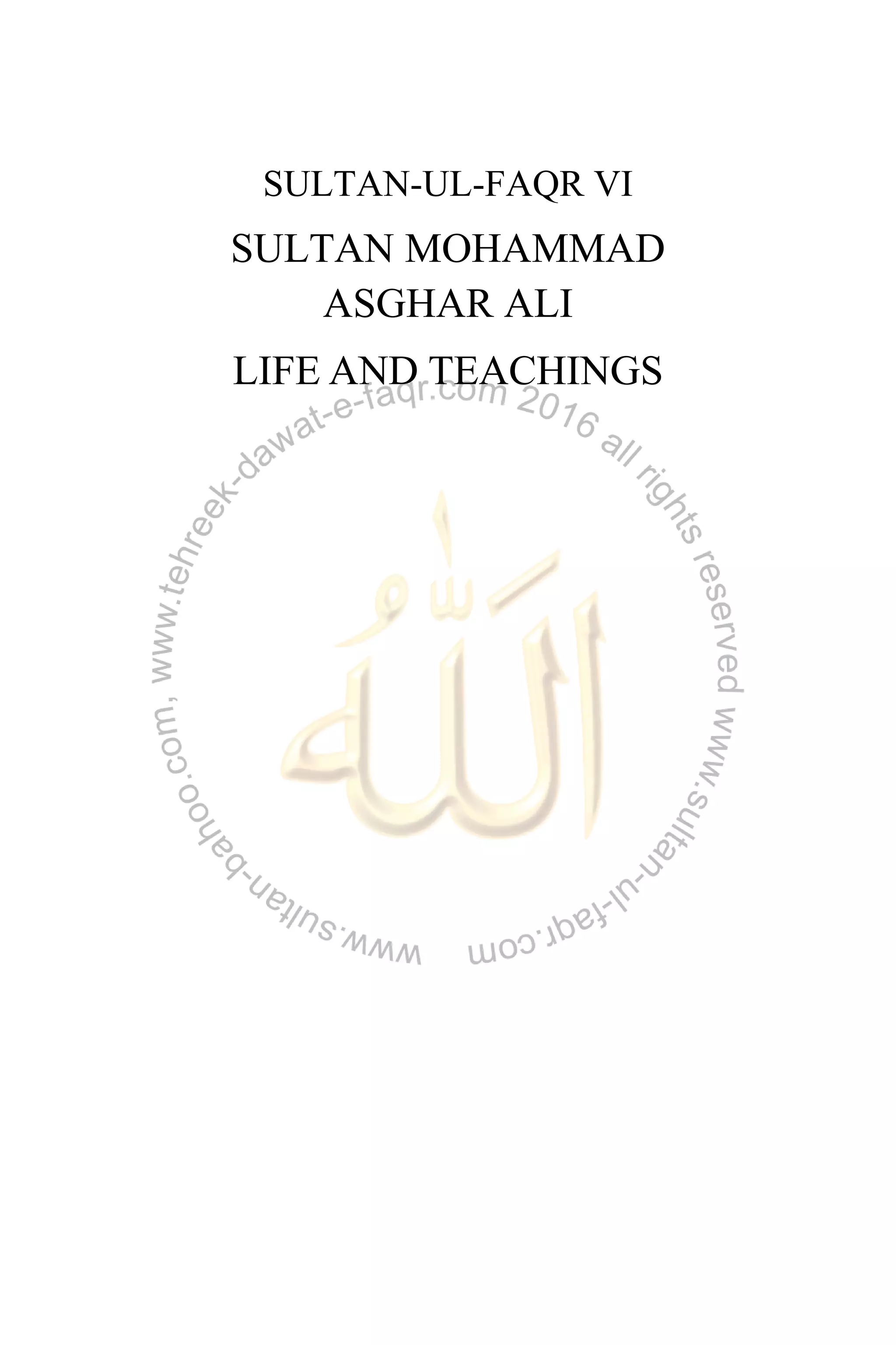 Sultan Mohammad Asghar Ali - Life & Teachings | PDF