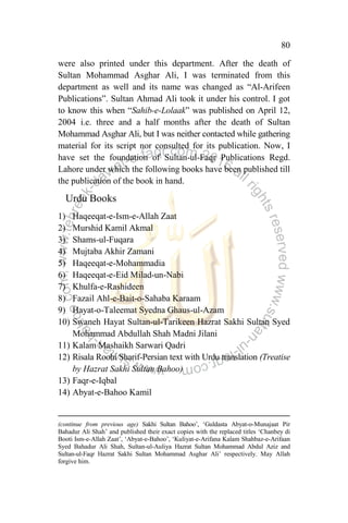 Sultan Mohammad Asghar Ali - Life & Teachings | PDF