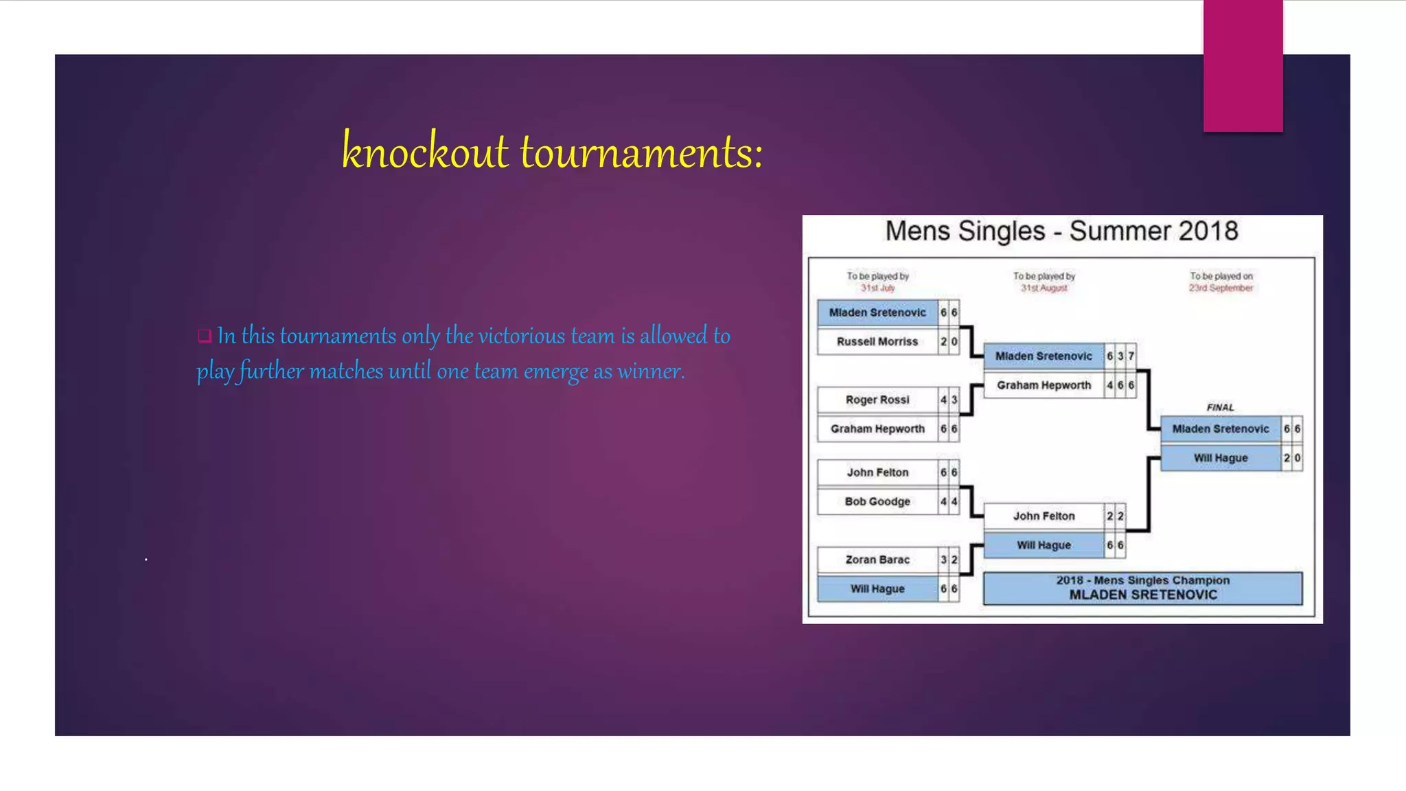 Types of tournaments (knock out) | PPTX
