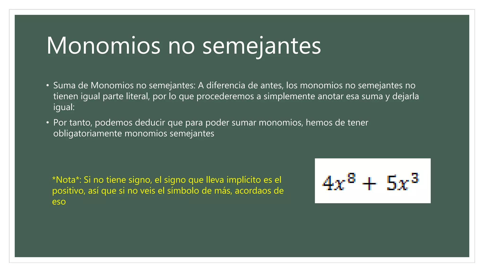Suma de monomios | PPTX