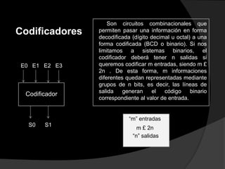 Sumadores, codificadores, decodificadores, multiplexores ...
