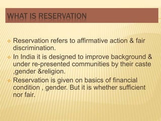 RESERVATIONS FOR WOMEN | PPTX