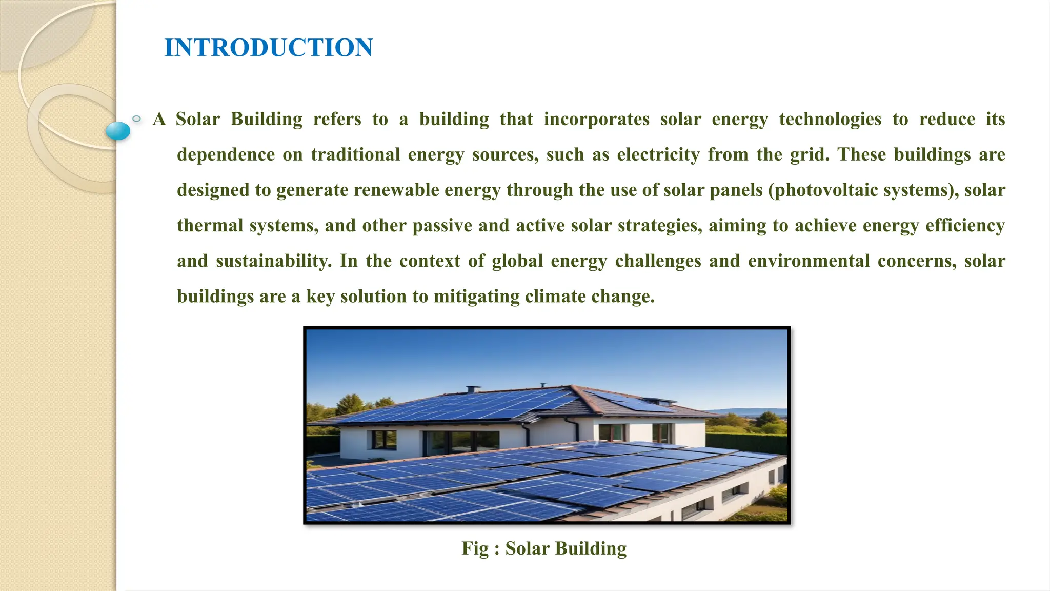 Solar building presentation on engineering | PPTX