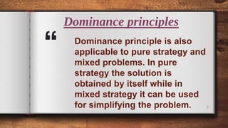GAME THEORY - Problems on Dominance principle | PPTX