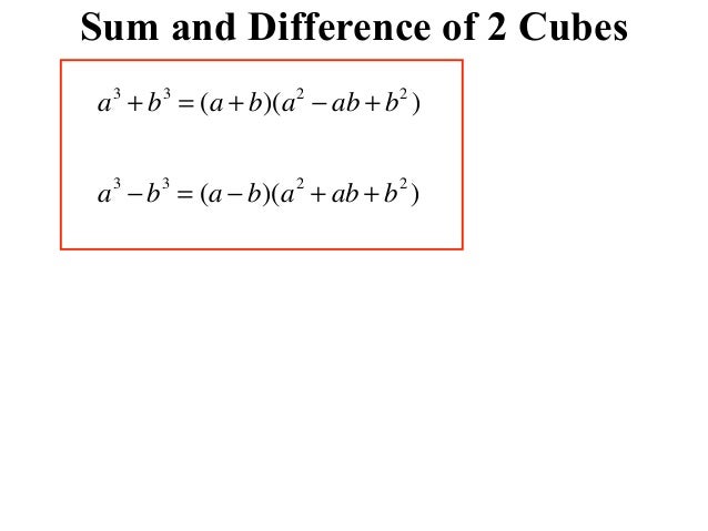 Sum and Difference of 2 cubes