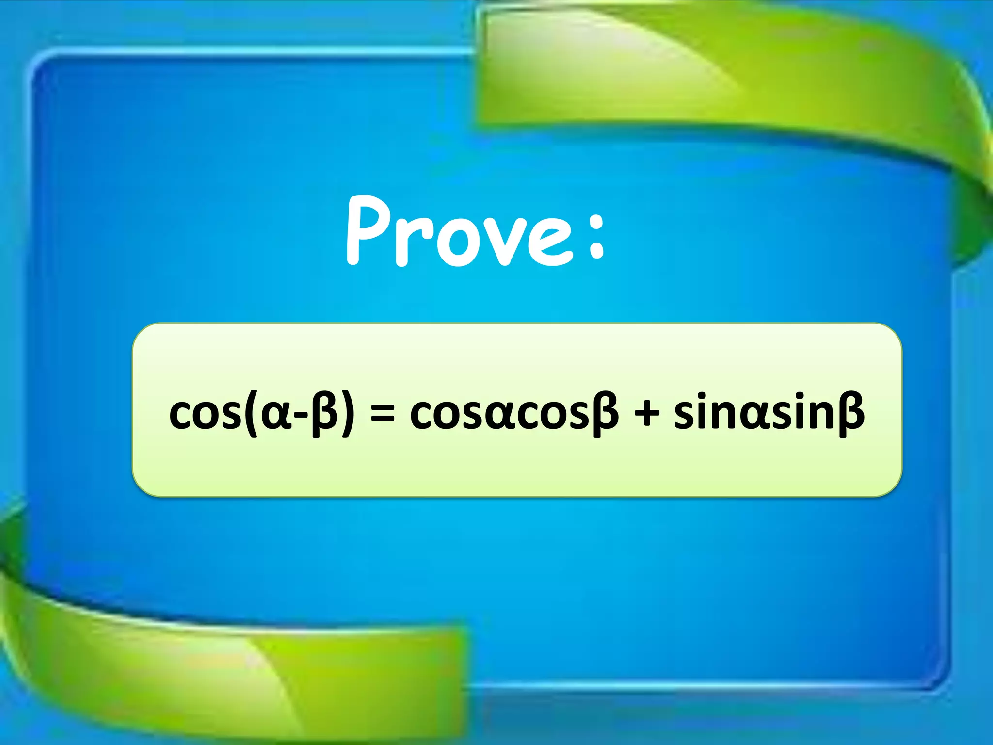 Proof on Sum and Difference of Trigonometric Identities | PPTX
