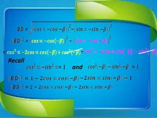 Proof on Sum and Difference of Trigonometric Identities | PPTX