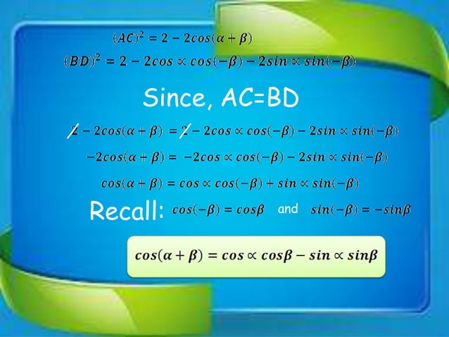 Proof on Sum and Difference of Trigonometric Identities | PPTX ...