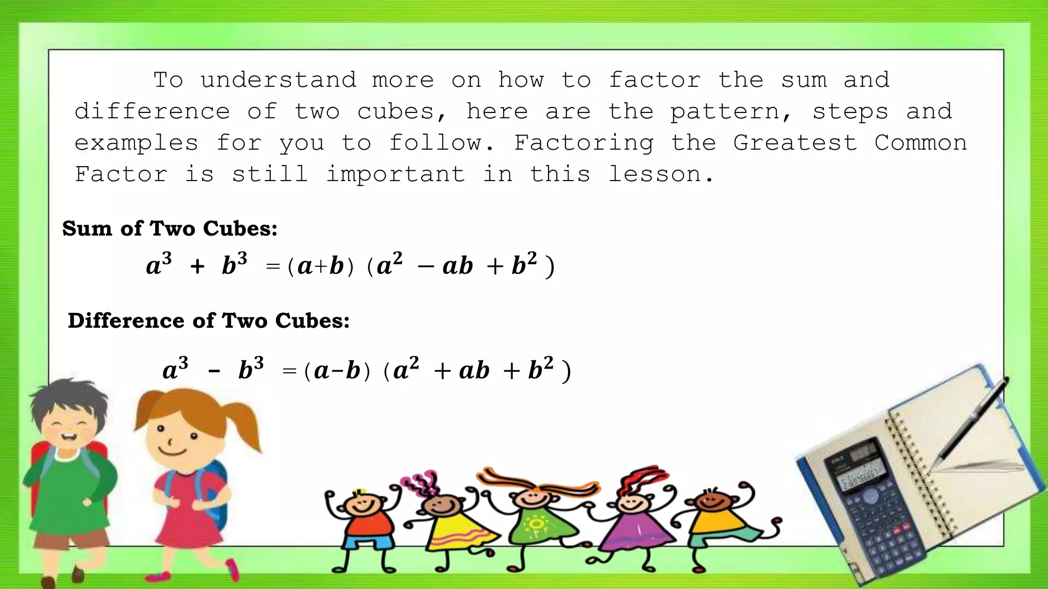 Sum and Difference of Two Cubes | PPTX
