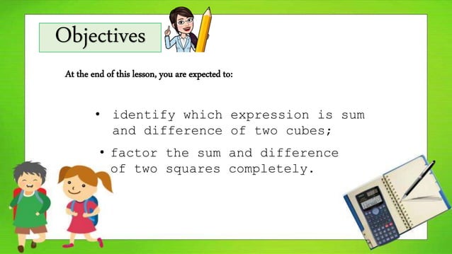 Sum and Difference of Two Cubes | PPTX | Science