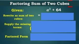 Sum and difference of two cubes | PPTX
