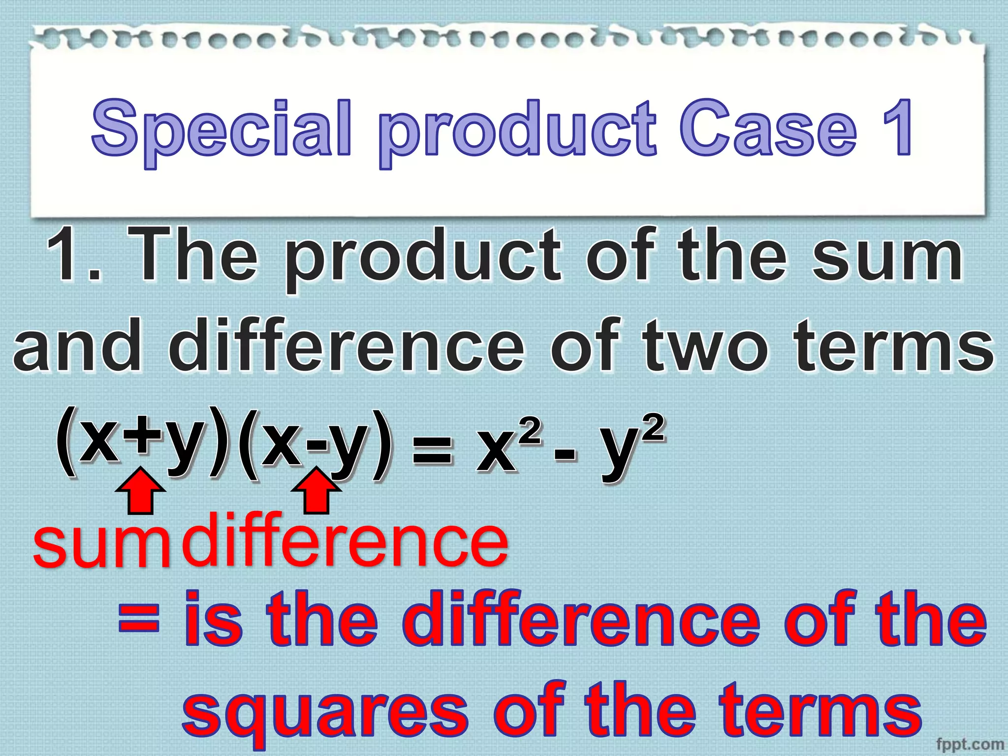 Sum and difference of two squares | PPTX