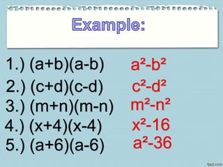Sum and difference of two squares | PPTX