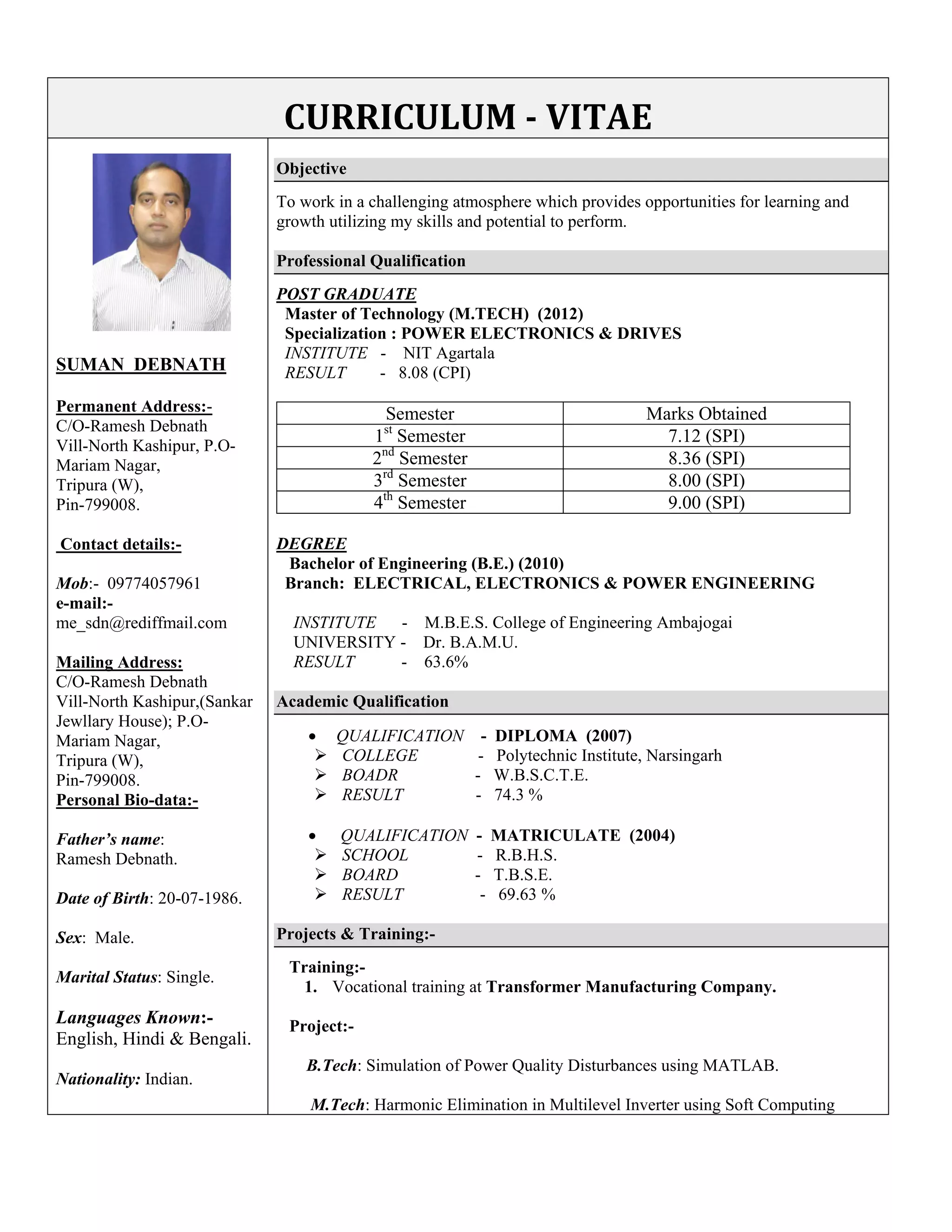 Suman debnath updated cv | PDF | Careers