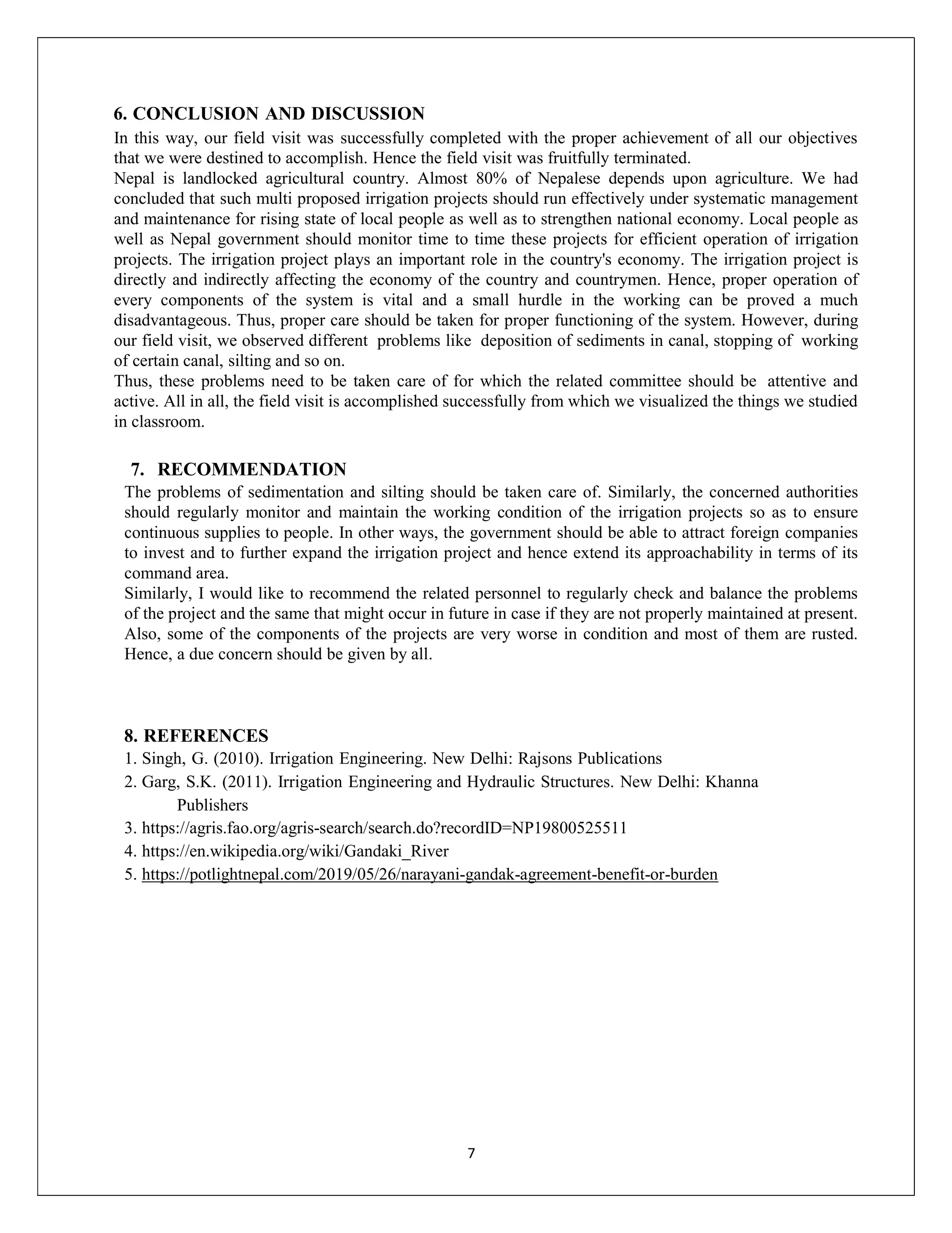 Irrigation and drainage engineering Field report .pdf