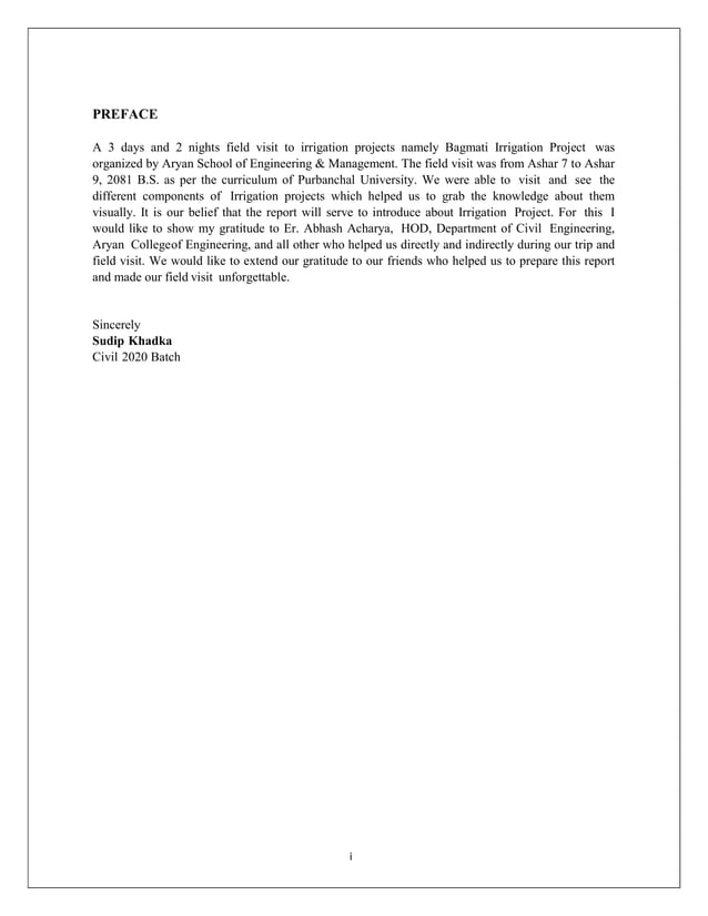 Irrigation and drainage engineering Field report .pdf | Civil ...