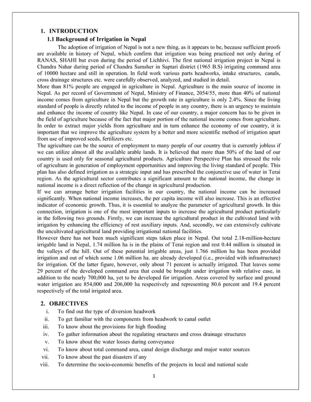 Irrigation and drainage engineering Field report .pdf | Civil ...
