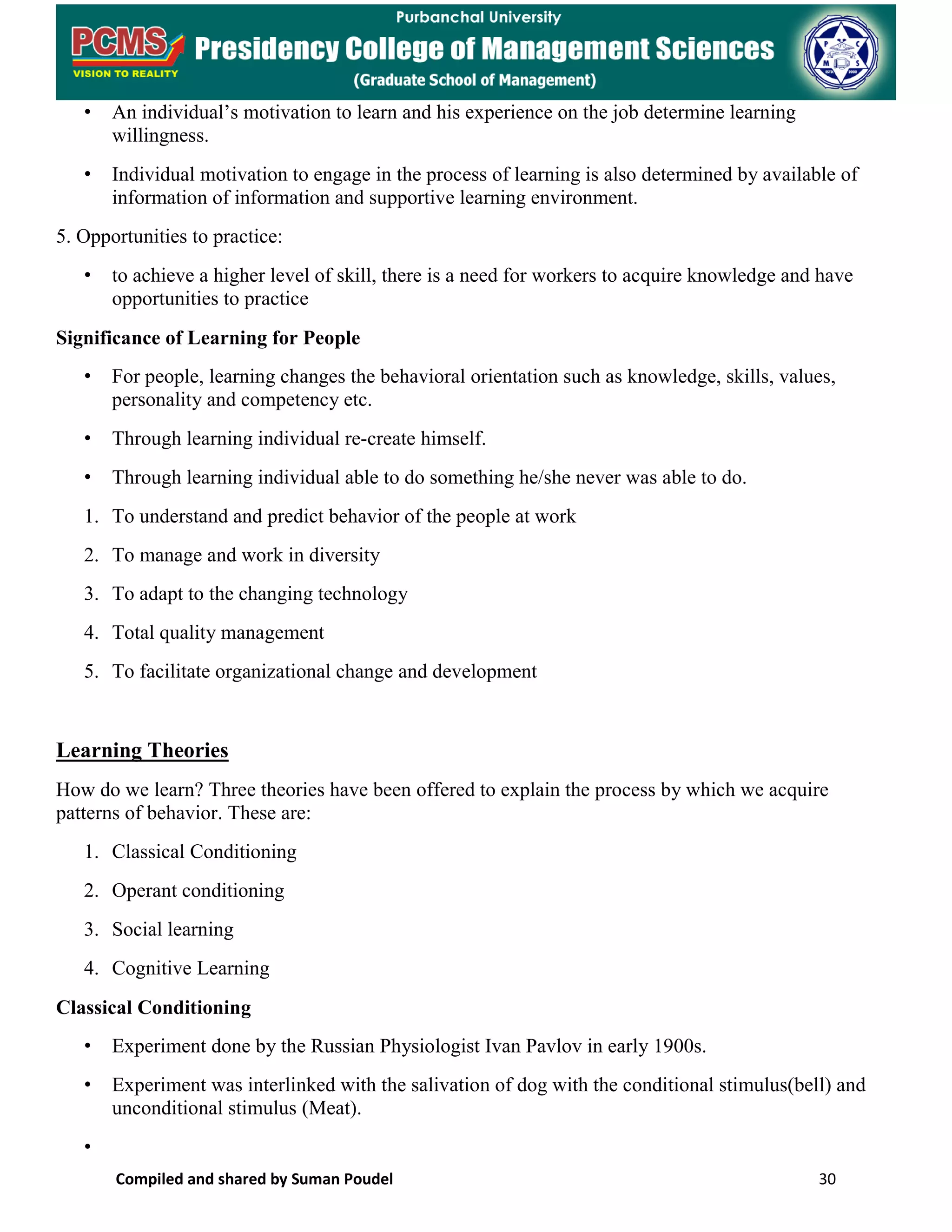 MBA 1s sem Organisational Behaviour Notes | PDF