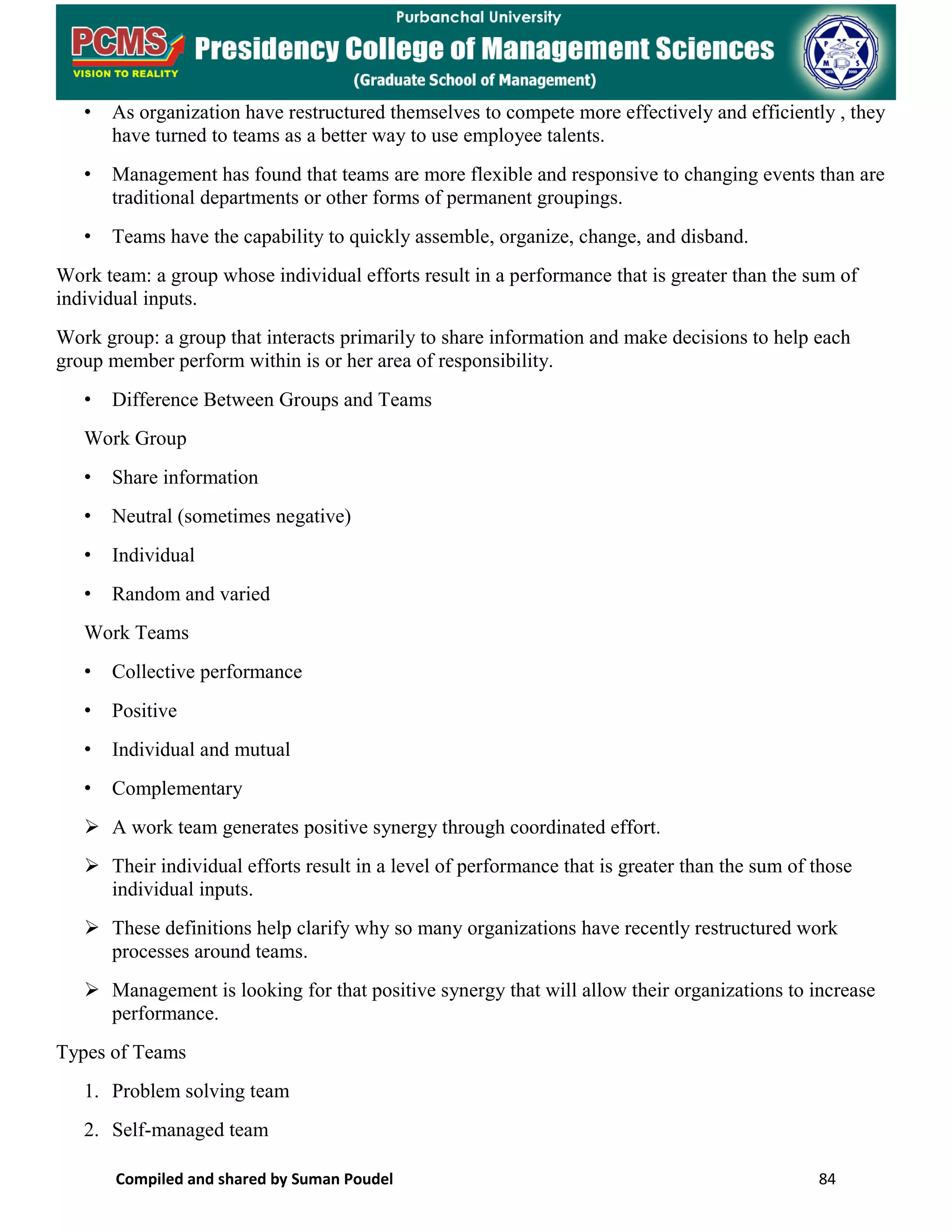 MBA 1s sem Organisational Behaviour Notes | PDF