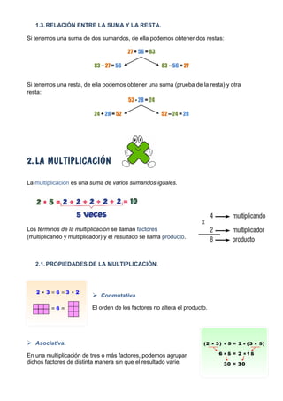 Suma, resta, multiplicación y división | PDF