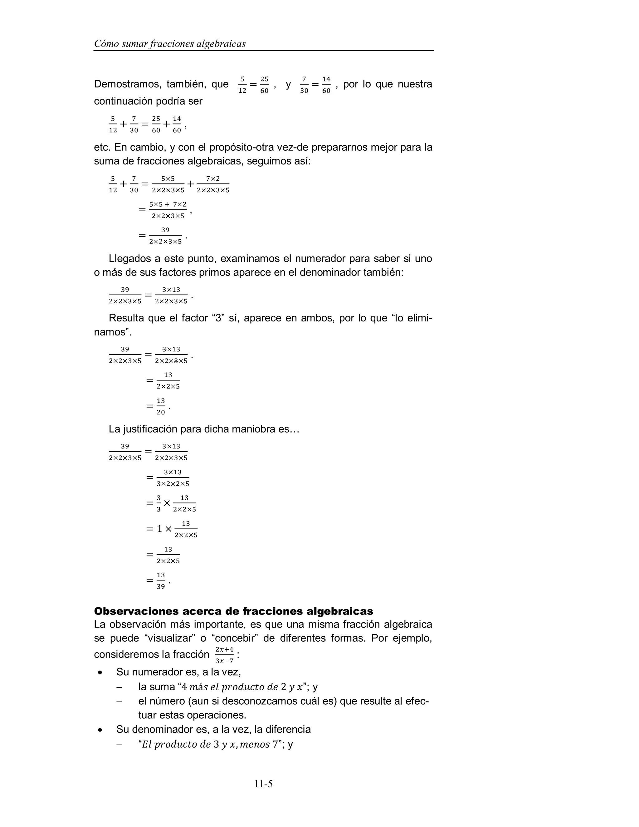 Cómo sumar fracciones algbráicas | PDF