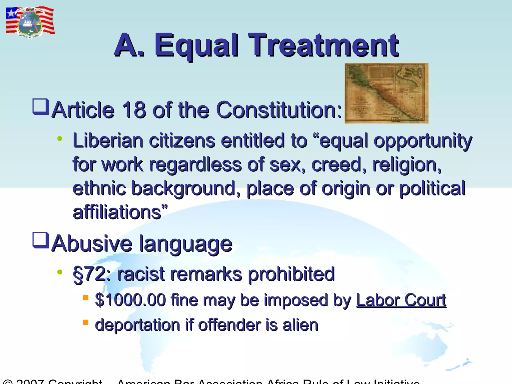 Sumary Of Liberian Labour Law | PPT
