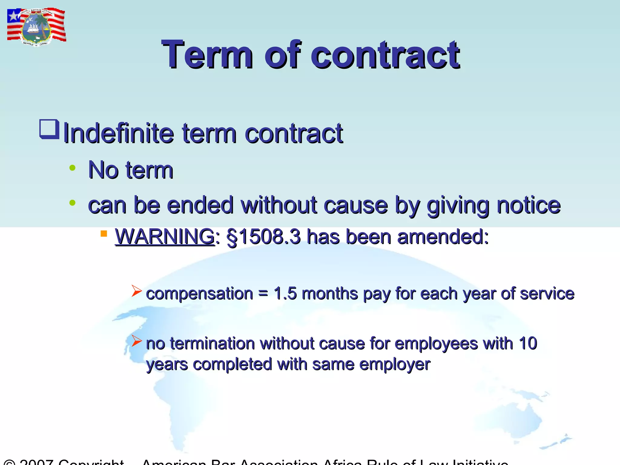 Sumary Of Liberian Labour Law | PPT