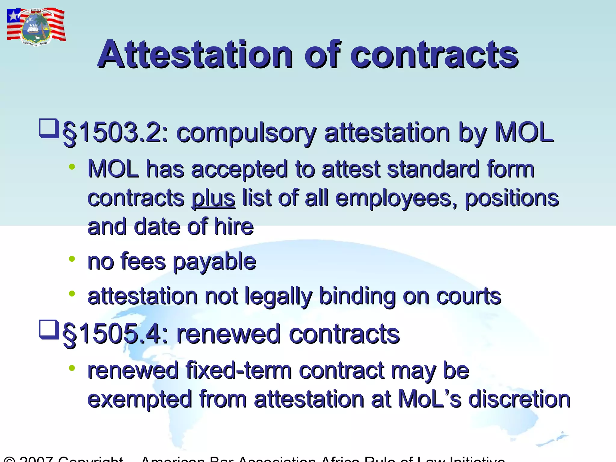 Sumary Of Liberian Labour Law | PPT