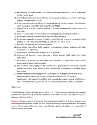 Sumary of surviving sepsis campaign 2008 | PDF