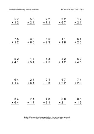 Sumas de-dos-cifras-sin-llevada-100-fichas-1 | PDF