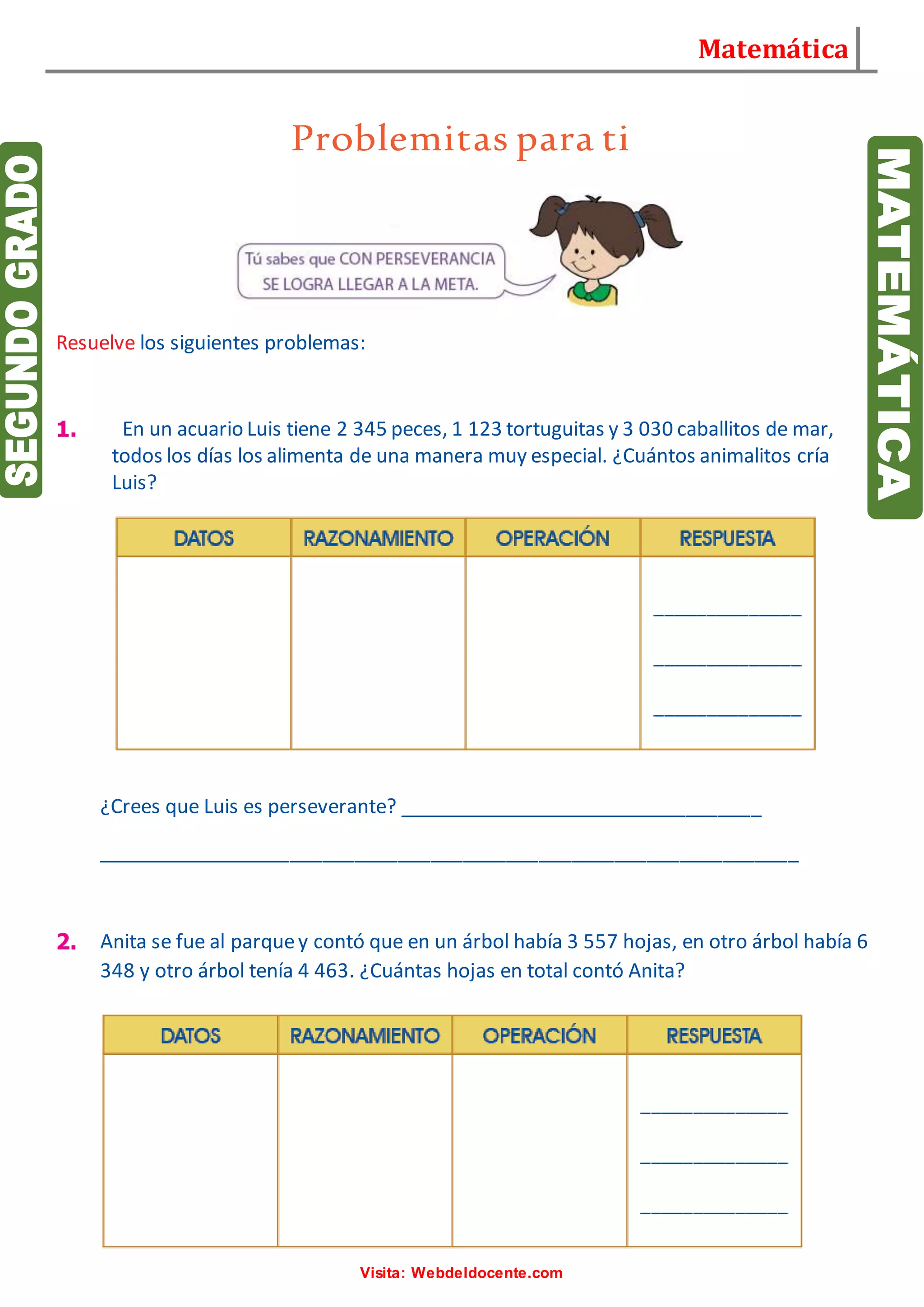 Hojas De Trabajo De Problemas De Palabras, Suma Y Resta