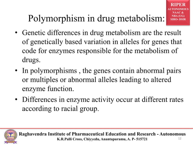 Polymorphism Affecting Drug Metabolism | PPTX