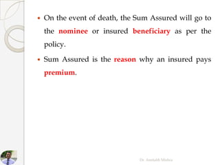 Sum Assured in Life Insurance by Dr. Amitabh Mishra | PPT