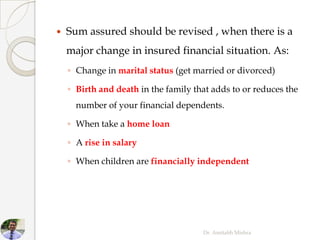 Sum Assured in Life Insurance by Dr. Amitabh Mishra | PPT