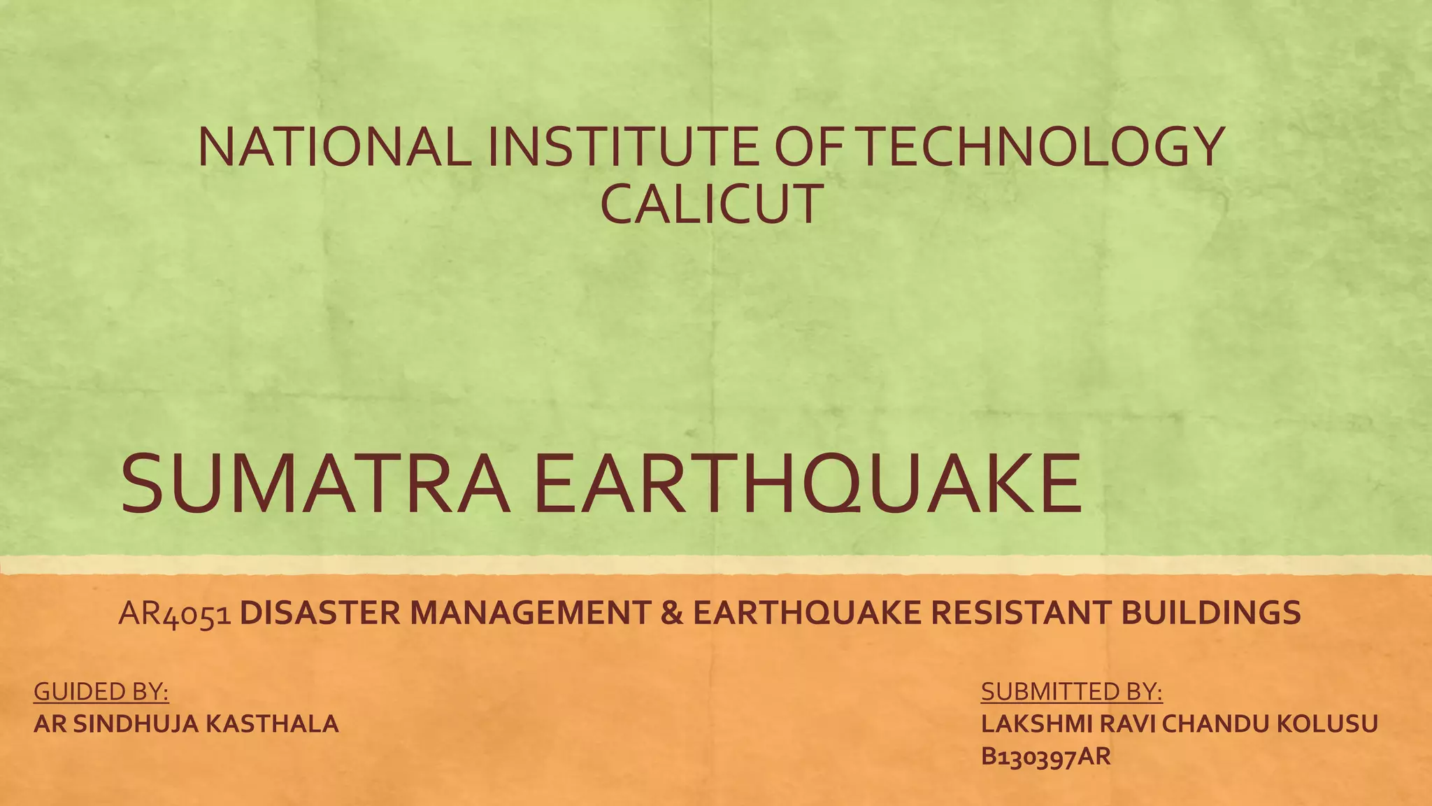 Sumatra earthquake 2004 | PPTX