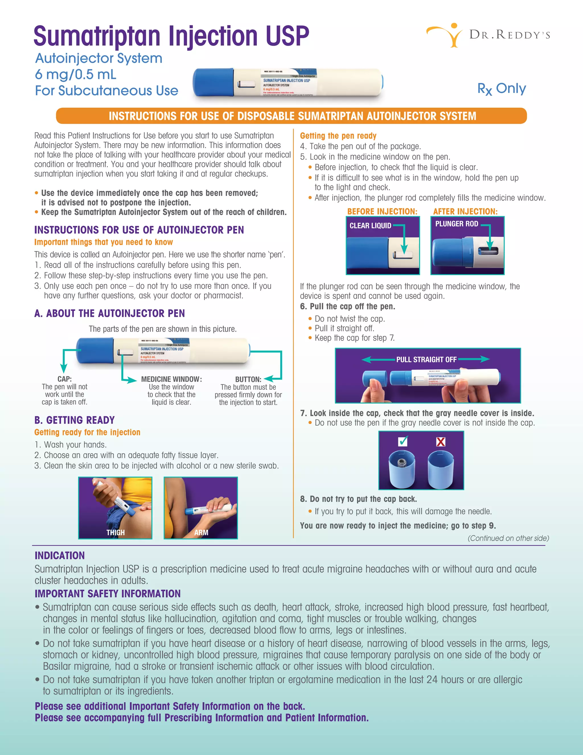 INSTRUCTIONS FOR USE OF DISPOSABLE SUMATRIPTAN AUTOINJECTOR SYSTEM | PDF