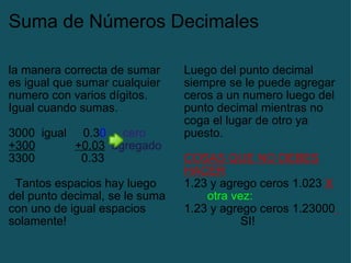 Clase de Suma y Resta de Decimales | PPT