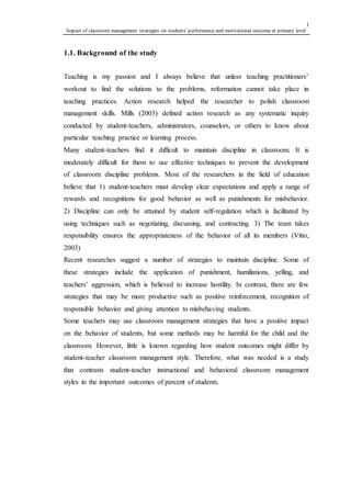 Impact Of Classroom Management Strategies On Students' Performance And ...