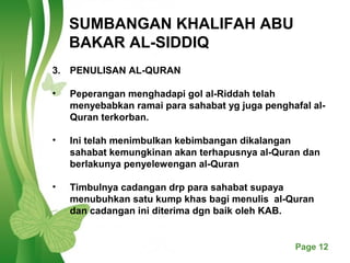 SUMBANGAN KHALIFAH ABU BAKAR AL-SIDDIQ | PPT