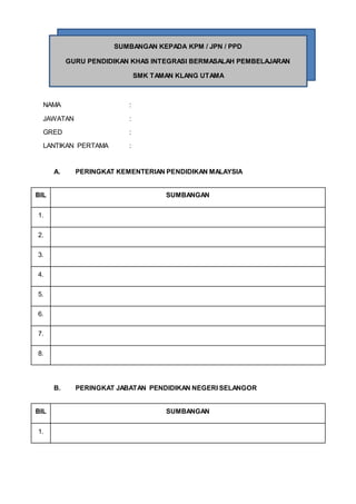 Sumbangan pada ppd jpn kpm | DOCX