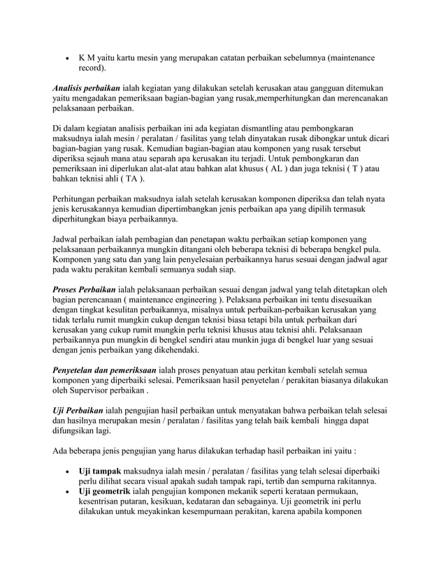 MAINTENANCE PEMELIHARAAN | PDF