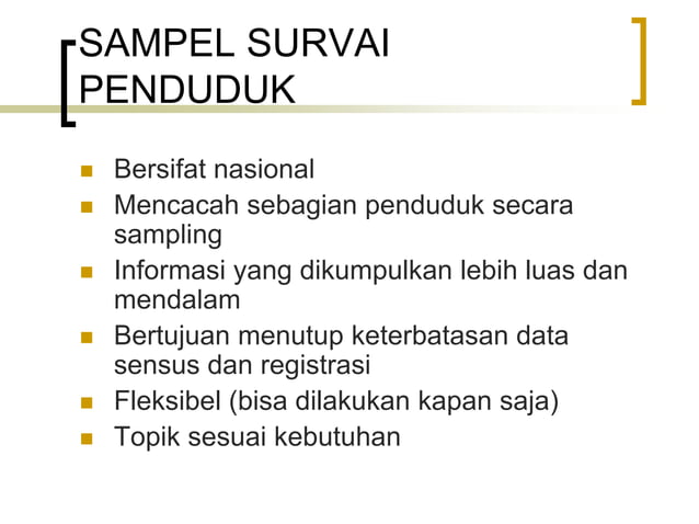 Materi Sumber Data Kependudukan (Sensus, Survei, dan Registrasi) | PPT