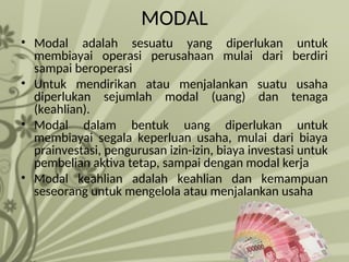 SUMBER MODAL didalam perusahaan yang ada | PPT